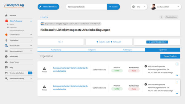 Audit Software für Inspektionen, interne Audits und Lieferantenaudits